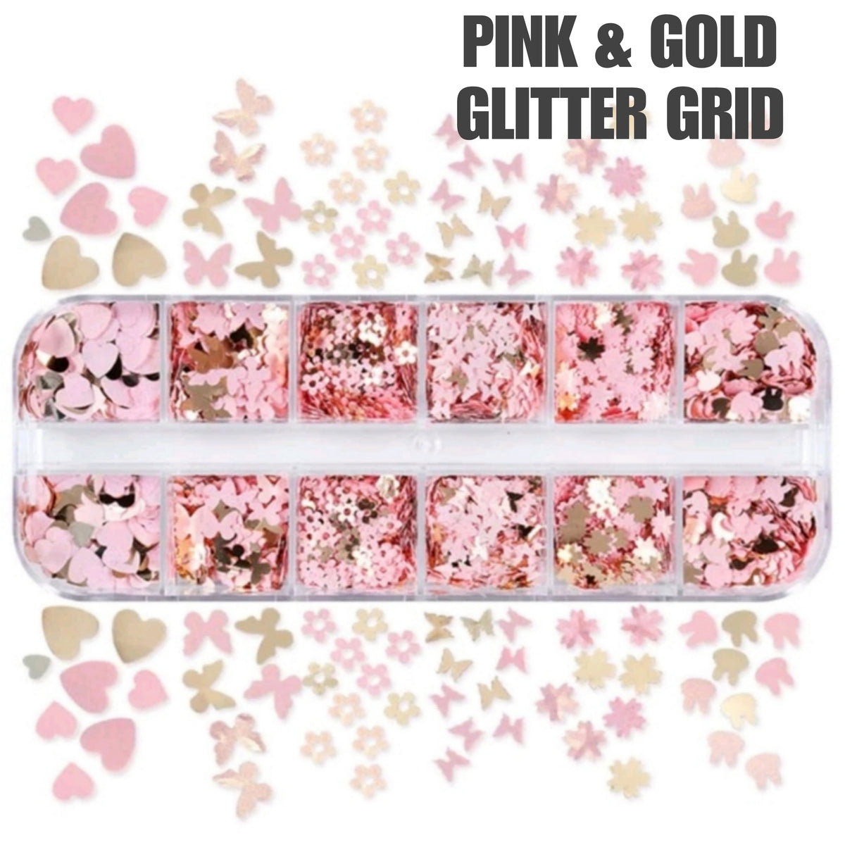 Pink & Gold glitter grid | Glitter Heaven Australia